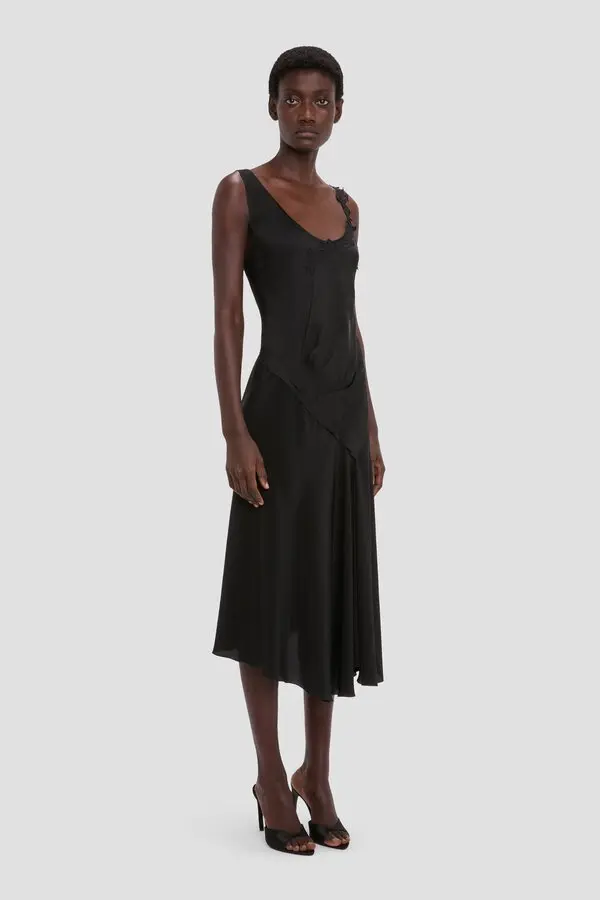 Victoria Beckham Lace Trimmed Crepe Back Satin Dress
