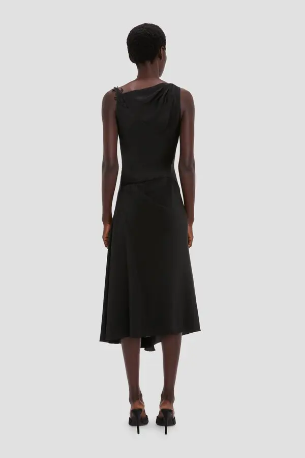 Victoria Beckham Lace Trimmed Crepe Back Satin Dress