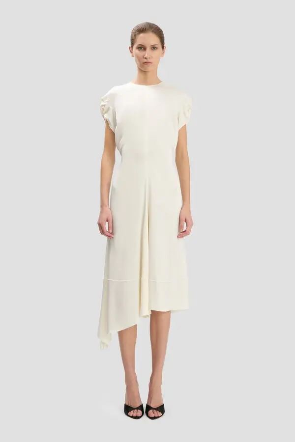 Victoria Beckham Twist Shoulder Dress - Ivory
