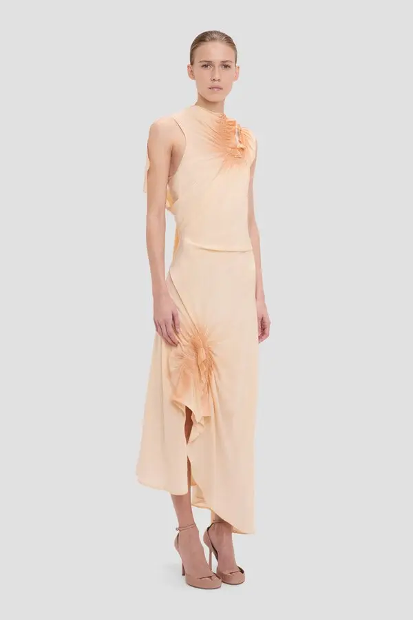 Victoria Beckham Smocked Maxi Dress