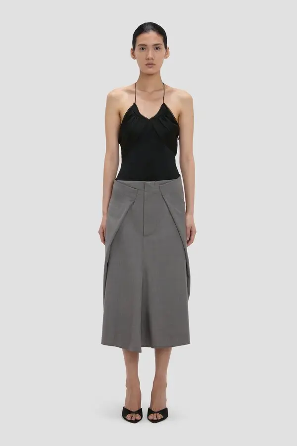 Victoria Beckham Tailored Midi Skirt - Nickel
