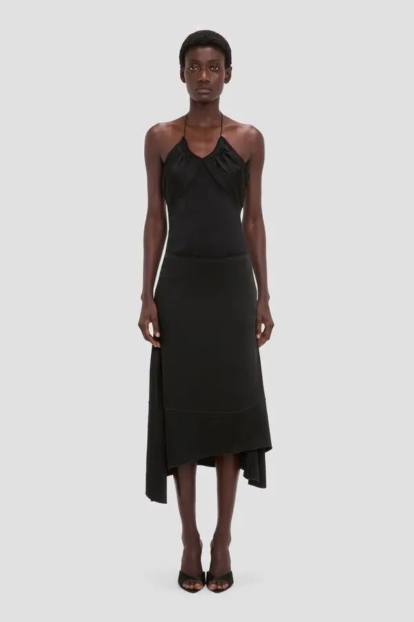 Victoria Beckham Asymmetric Midi Skirt - Black