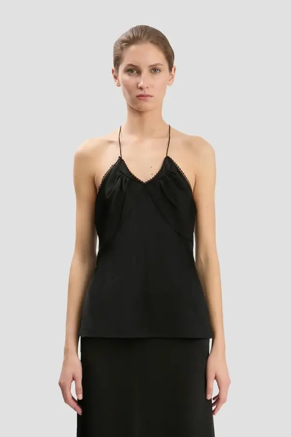 Victoria Beckham Gathered Cami Top - Black