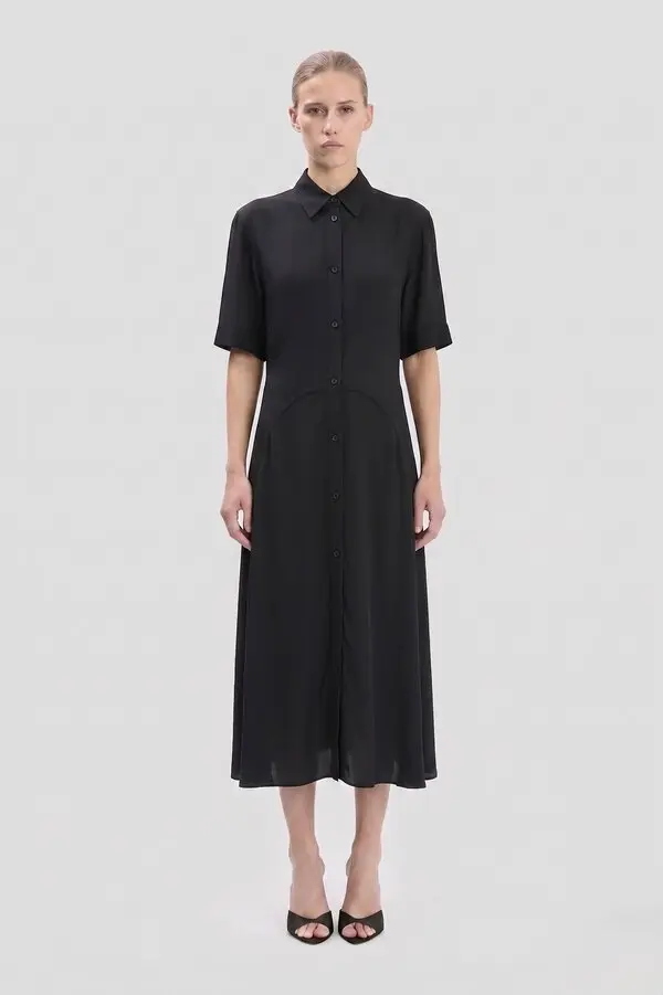 Victoria Beckham Panel Midi Dress - Black