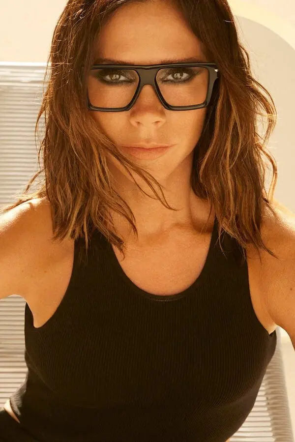 Victoria Beckham Sculpted Flat Top Frame Eyeglasses - Black