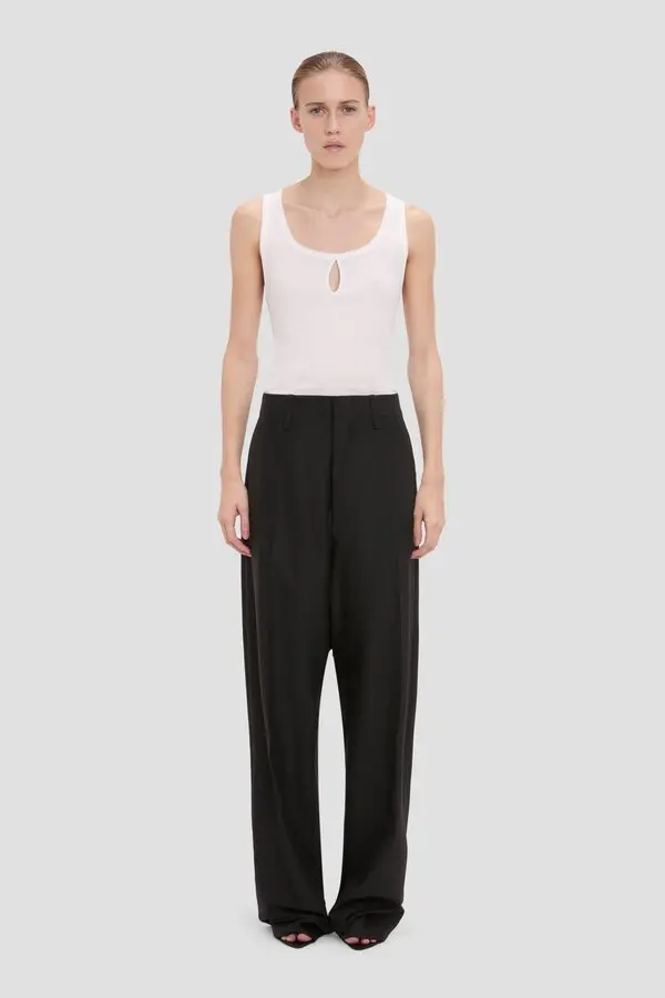 Victoria Beckham Curved Leg Trousers - Black
