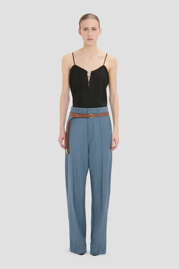 Victoria Beckham Curved Leg Trousers - Cloud Blue