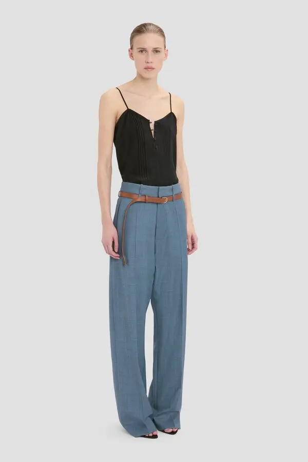 Victoria Beckham Curved Leg Trousers - Cloud Blue
