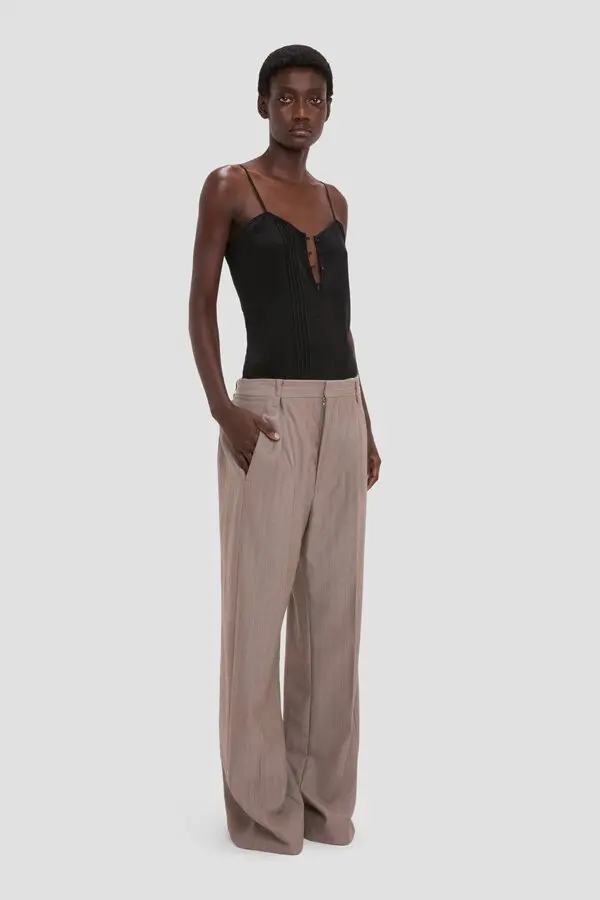 Victoria Beckham Pleated Waist Trousers - Limestone