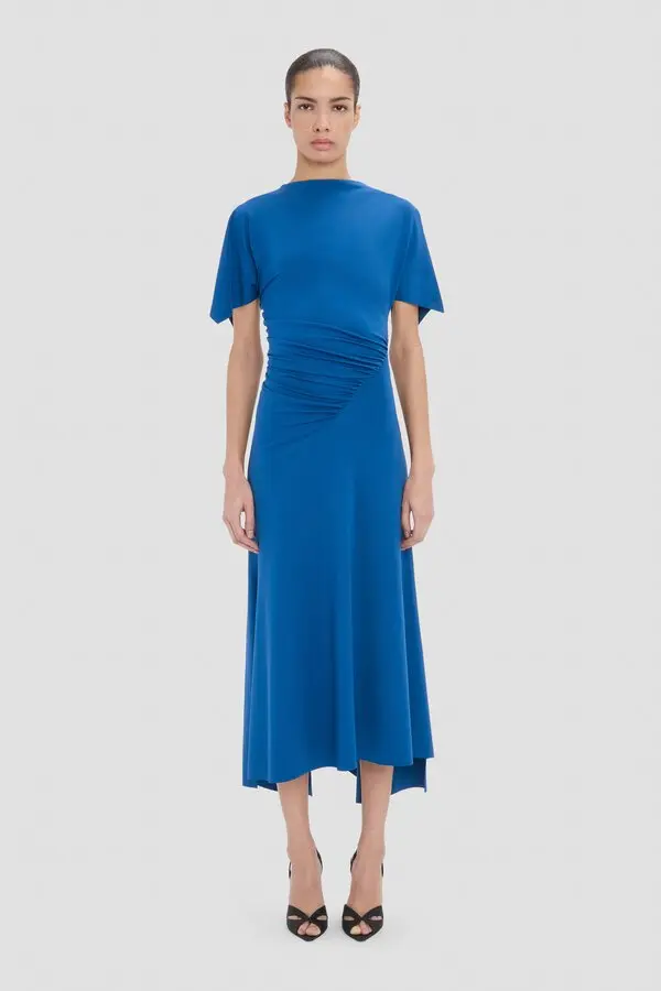 Victoria Beckham Blousey Midi Dress - Blue