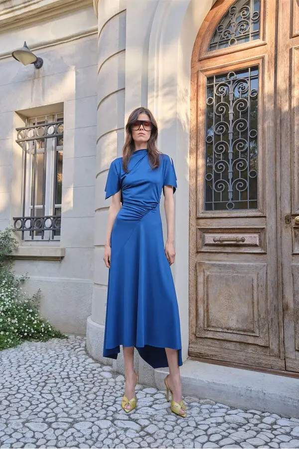 Victoria Beckham Blousey Midi Dress - Blue