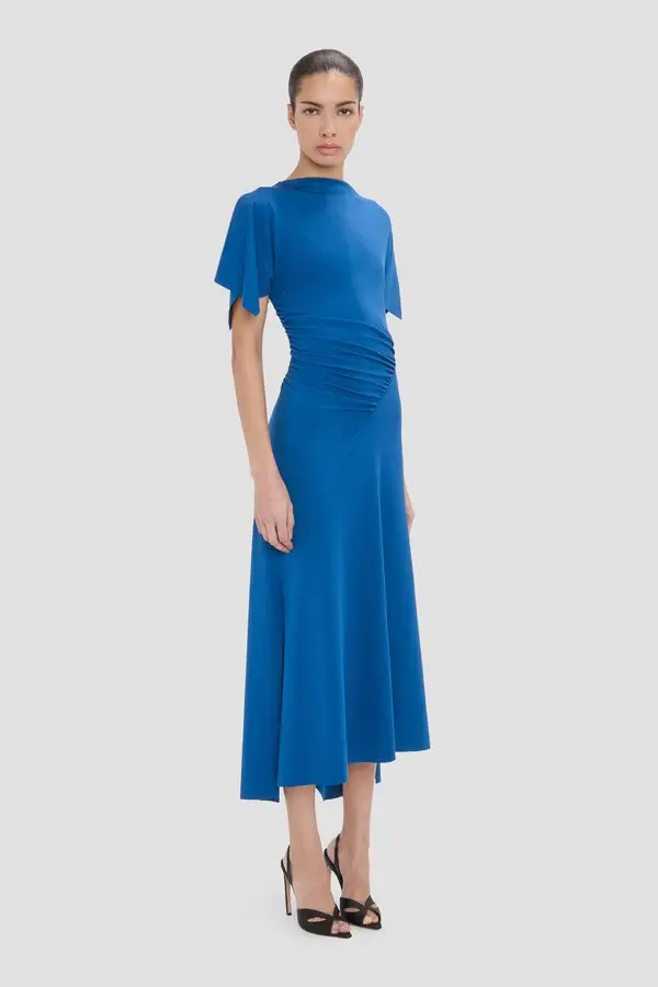 Victoria Beckham Blousey Midi Dress - Blue