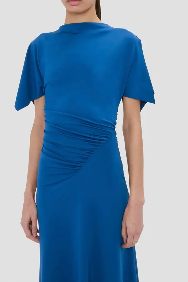 Victoria Beckham Blousey Midi Dress - Blue