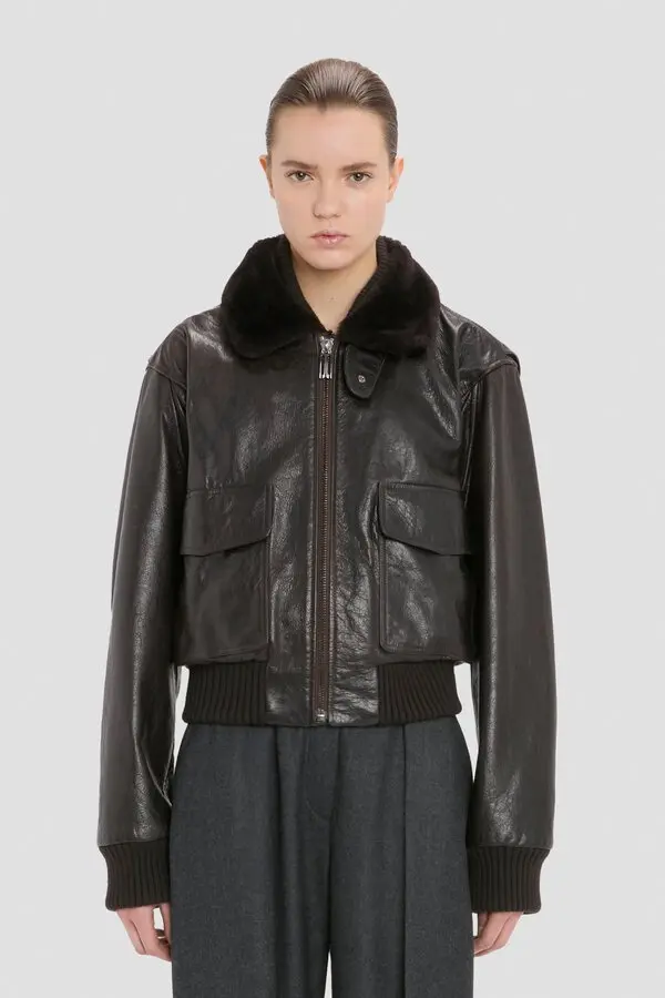 Victoria Beckham Aviator Jacket - Dark Earth