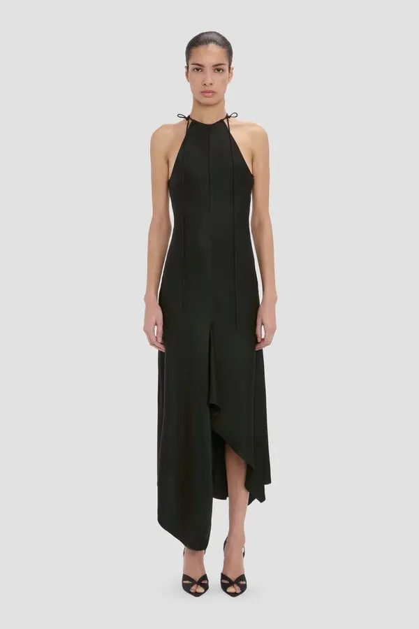 Victoria Beckham Halter Neck Midi Dress - Black