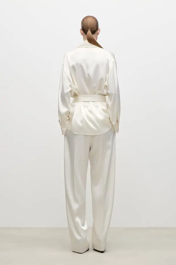 Victoria Beckham Alba Printed Silk Wrap Blouse - Ivory