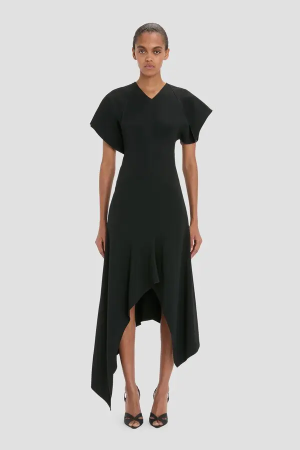 Victoria Beckham Fluid Cady Panelled Dress - Black