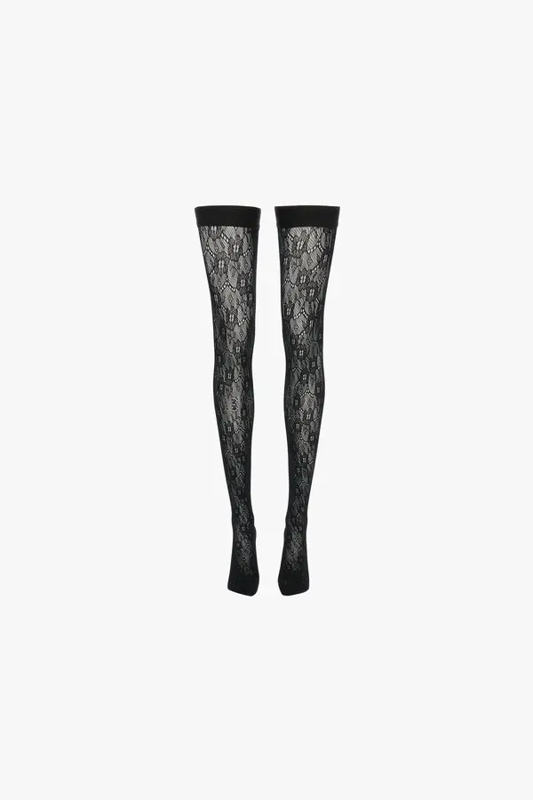 Victoria Beckham Vb Monogram Lace Hold-ups