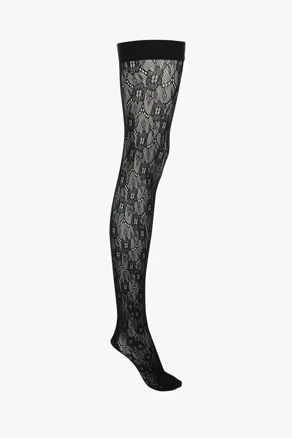 Victoria Beckham Vb Monogram Lace Hold-ups