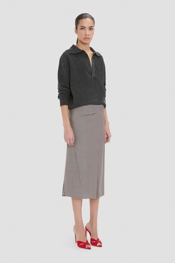 Victoria Beckham Pressed Tailored Midi Skirt