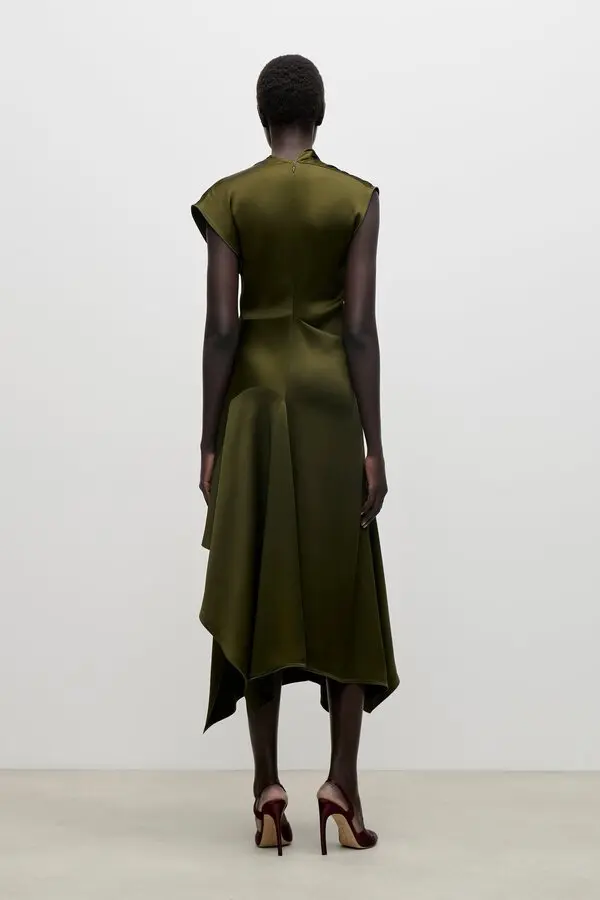 Victoria Beckham High Neck Midi Dress - Green
