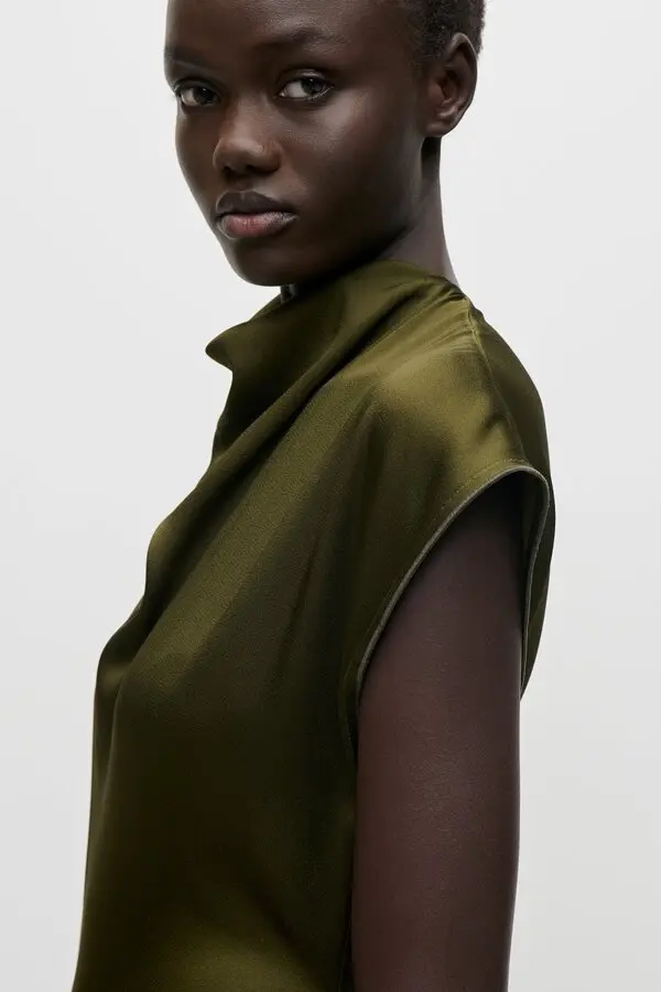 Victoria Beckham High Neck Midi Dress - Green