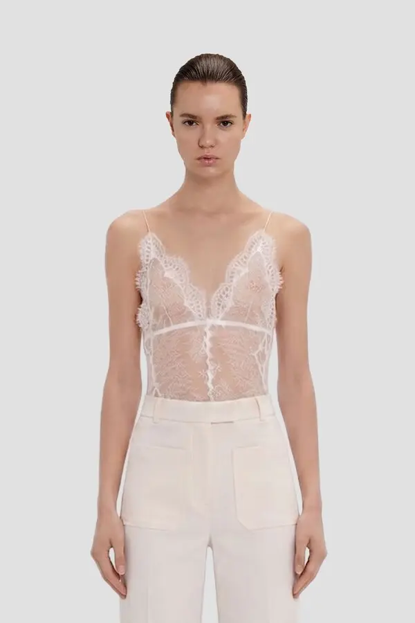 Victoria Beckham Lace Bodysuit - Ivory