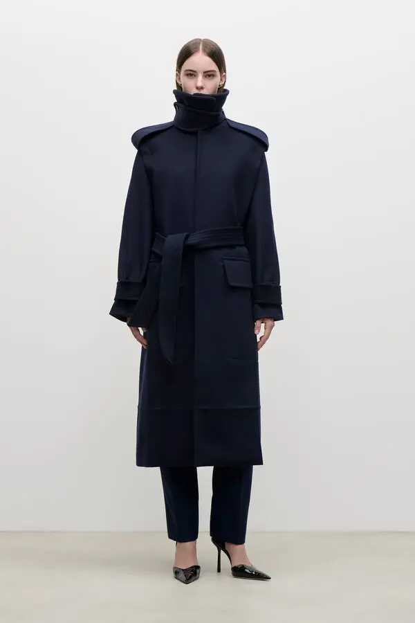Victoria Beckham Philippa Trench Coat - Dark Navy