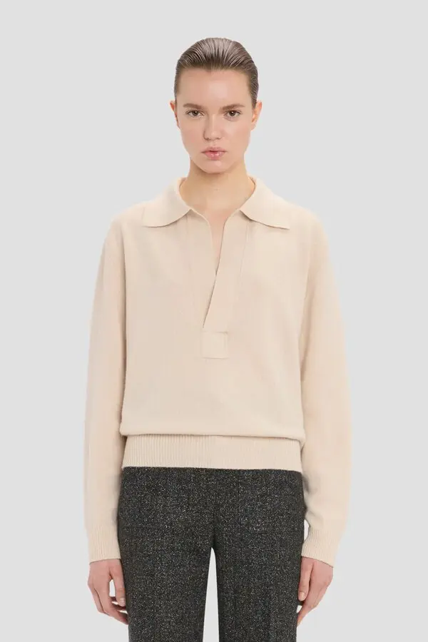 Victoria Beckham Genevieve Cashmere Blend Polo Jumper - Beige
