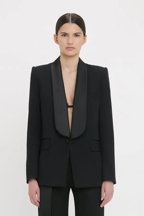 Victoria Beckham Shawl Collar Tux Jacket - Black