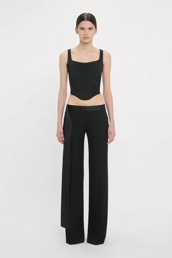 Victoria Beckham Satin Waistband Trouser - Black