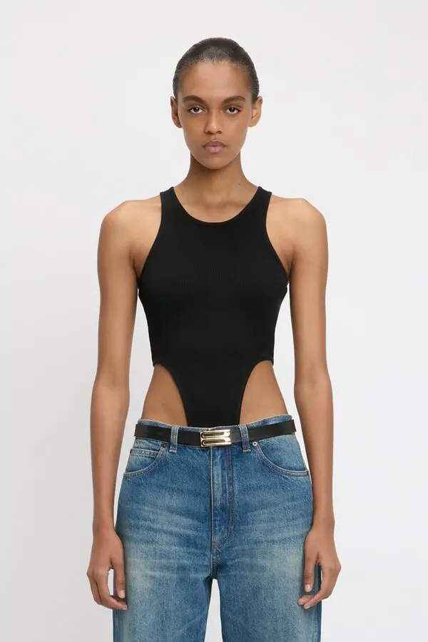 Victoria Beckham High Leg Bodysuit - Black