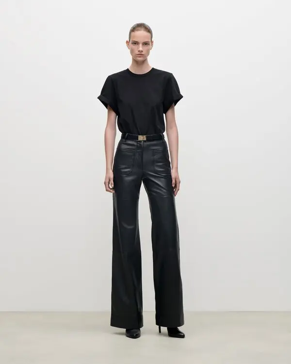 Victoria Beckham Alina Leather Trousers - Black