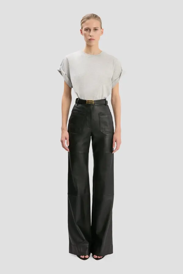 Victoria Beckham Alina Leather Trousers - Black