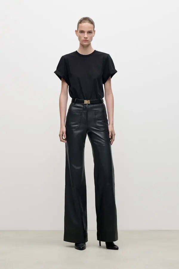Victoria Beckham Alina Leather Trousers - Black