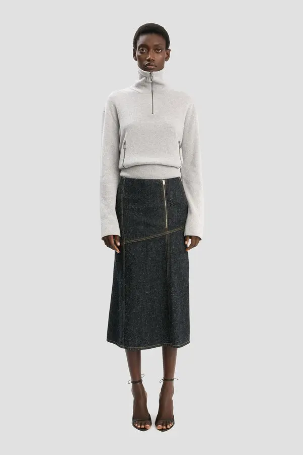 Victoria Beckham Panelled Denim Midi Skirt - Indigo