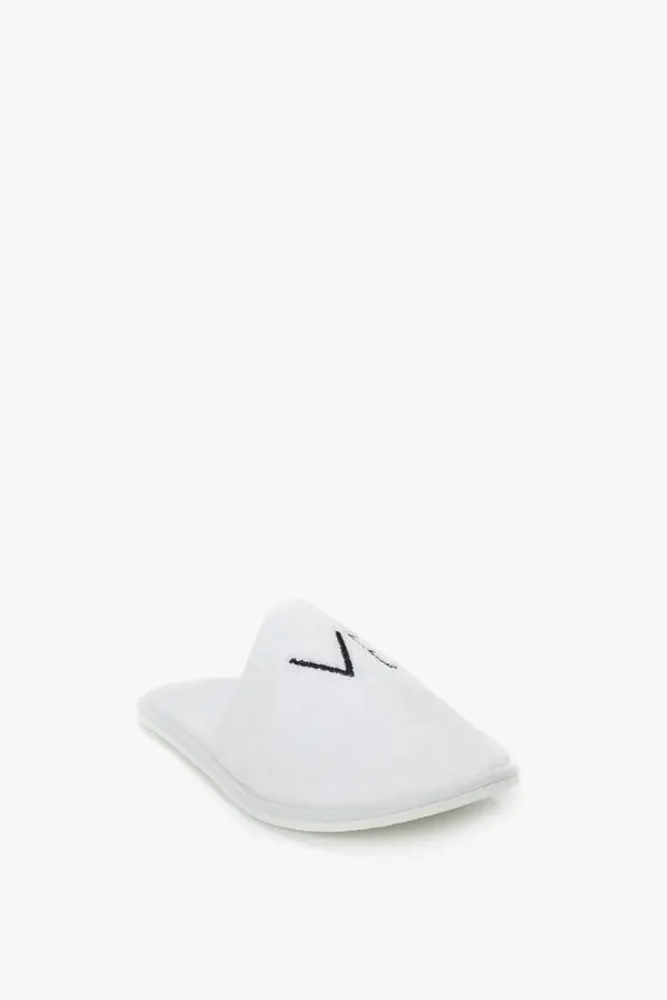 Victoria Beckham Embroidered Vb Towelling Slippers