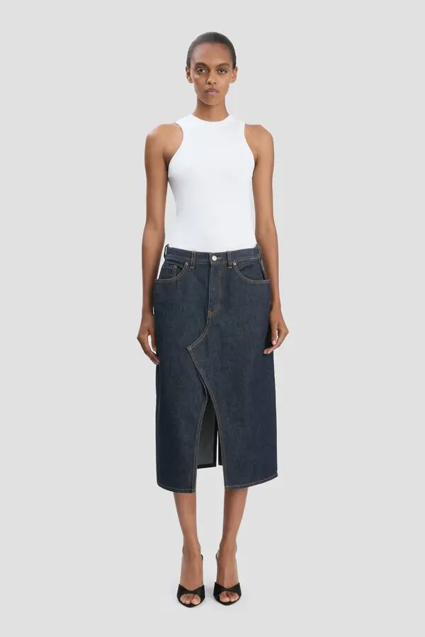 Victoria Beckham Kick Pocket Denim Skirt - Light Rinse