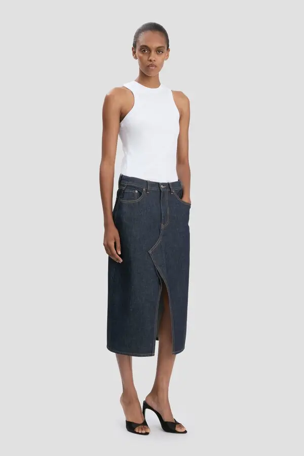 Victoria Beckham Kick Pocket Denim Skirt
