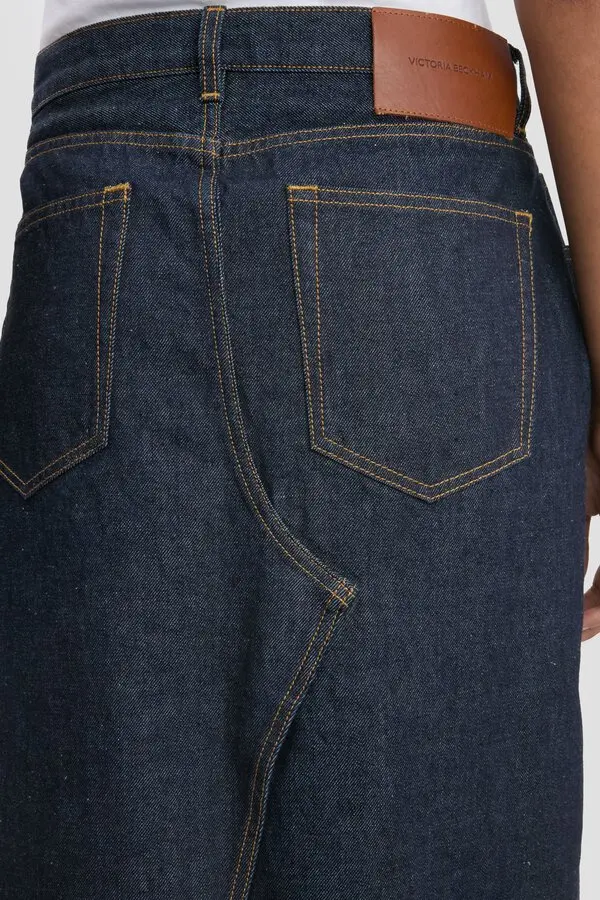 Victoria Beckham Kick Pocket Denim Skirt
