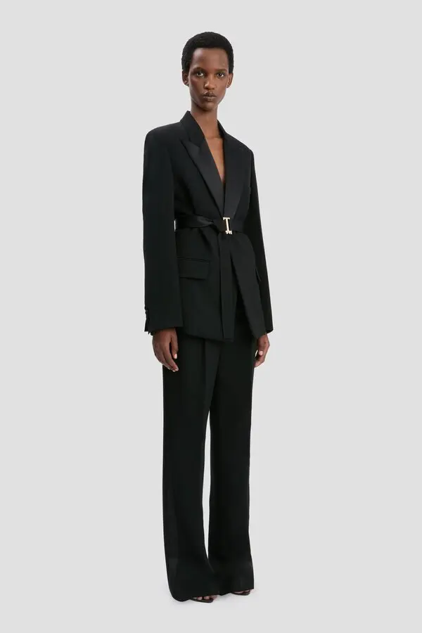 Victoria Beckham Belted Tailored Jacket - Black