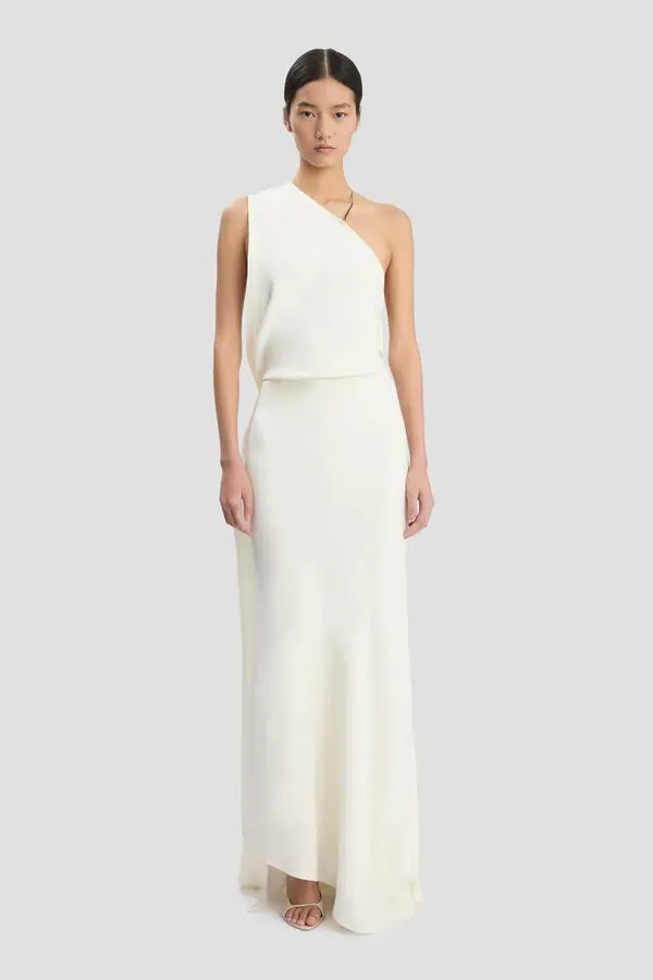 Victoria Beckham One-shoulder Chain Detail Dress - Ivory