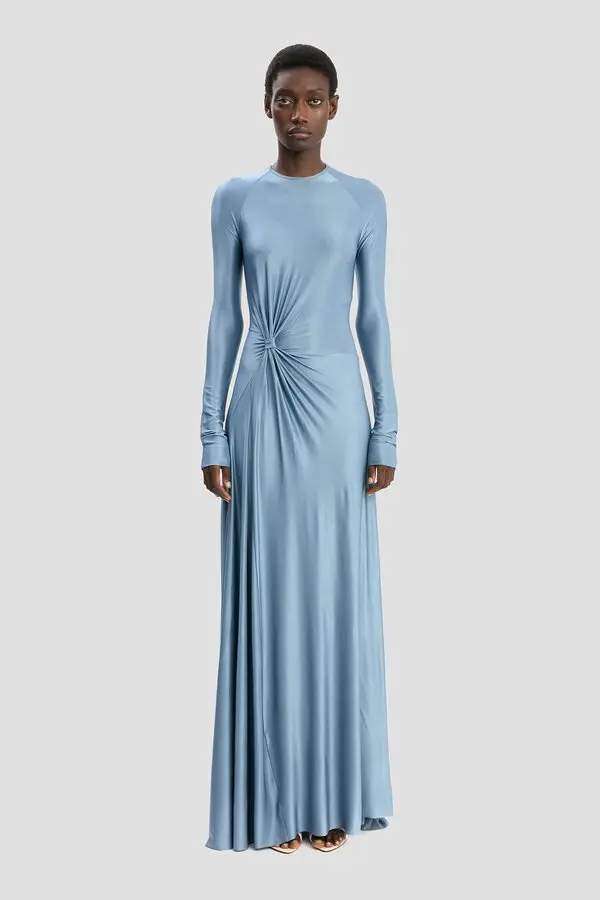 Victoria Beckham Twist Waist Gown - Stone