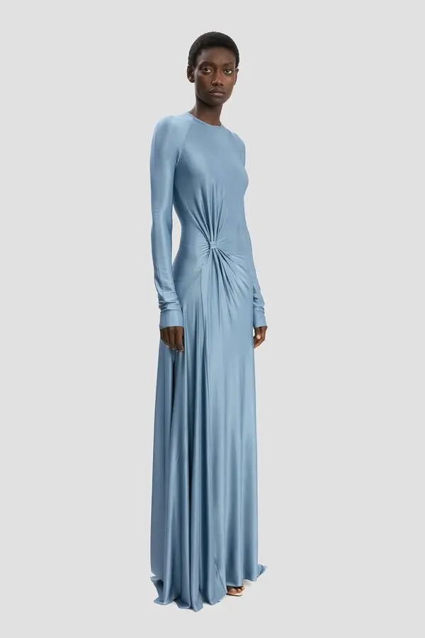 Victoria Beckham Twist Waist Gown - Stone