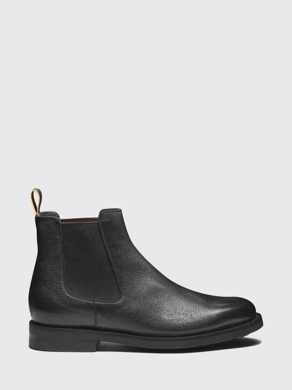 Santoni Grained Calf Leather Chelsea Boots - Black