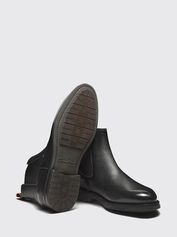Santoni Grained Calf Leather Chelsea Boots
