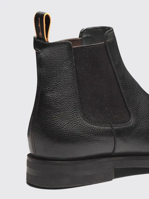 Santoni Grained Calf Leather Chelsea Boots