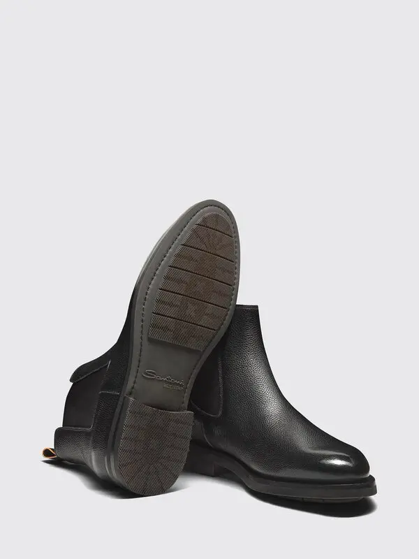 Santoni Grained Calf Leather Chelsea Boots