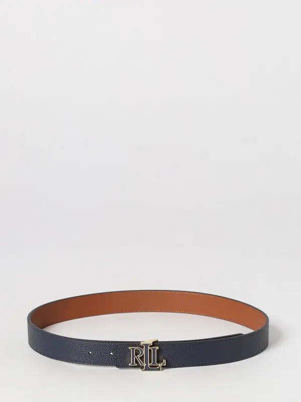 Ralph Lauren Leather Reversible Belt With Monogram Buckle - Blue