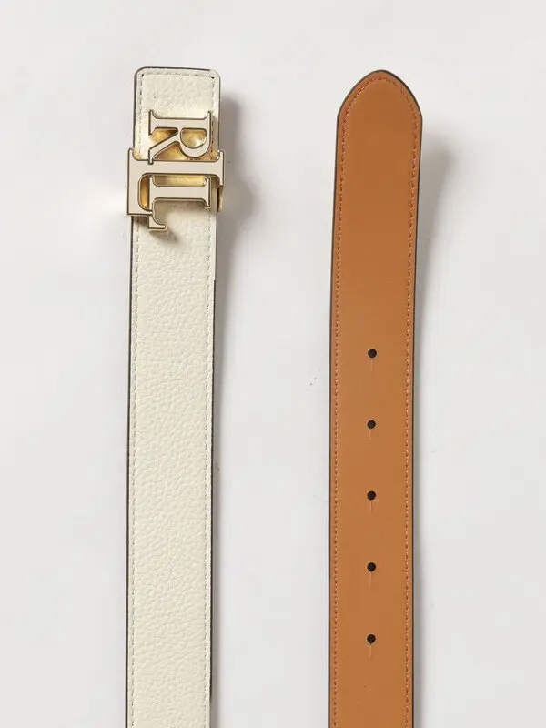 Ralph Lauren Leather Reversible Belt With Monogram Buckle - Red